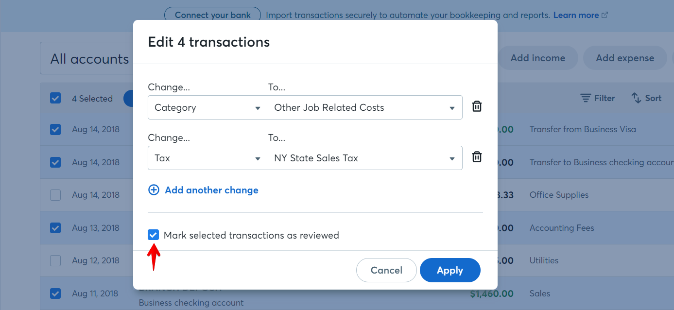How to use bulk actions on transactions – Help Center