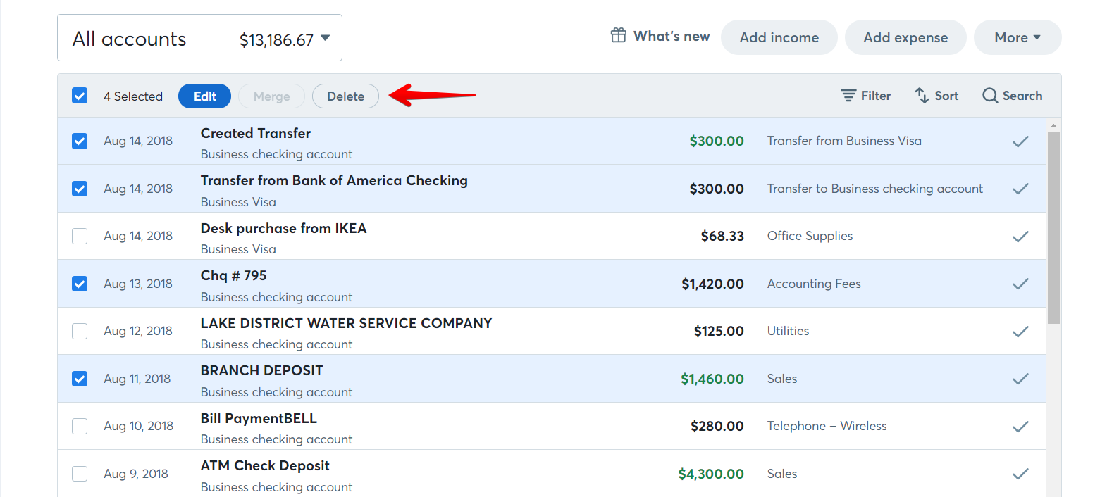 How to use bulk actions on transactions – Help Center