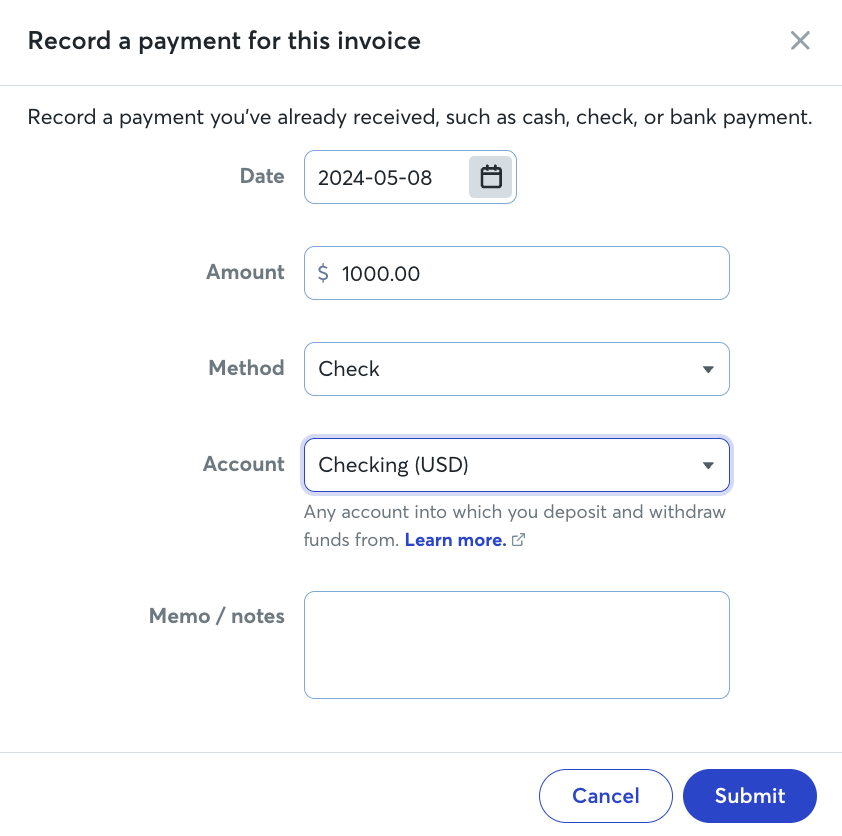 Record Or Edit A Payment On An Invoice Help Center